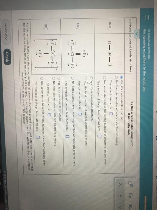 Solved CHEMICAL BONDING Recognizing exceptions to the octet | Chegg.com