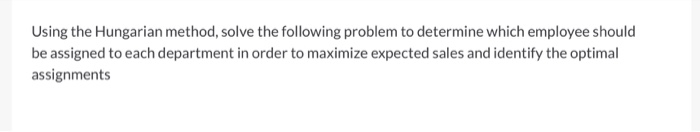 Solved Using the Hungarian method, solve the following | Chegg.com