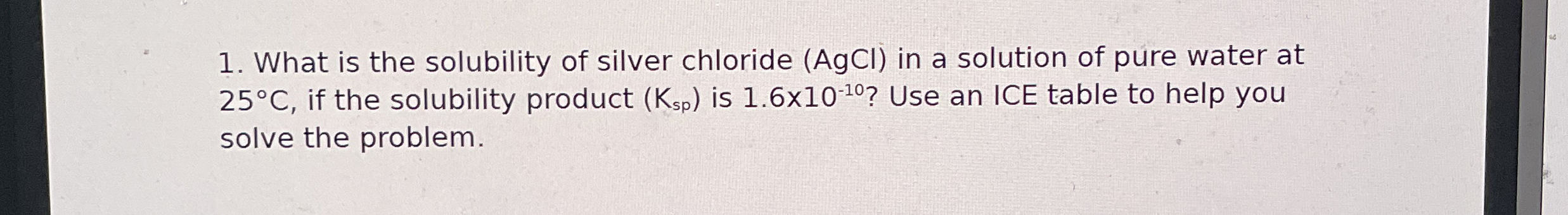 Solved What is the solubility of silver chloride ( ﻿AgCl | Chegg.com