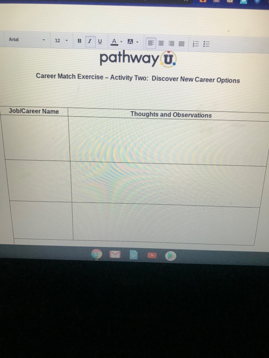 Arial 12 - BI U AA pathway u. Career Match Exercise - | Chegg.com