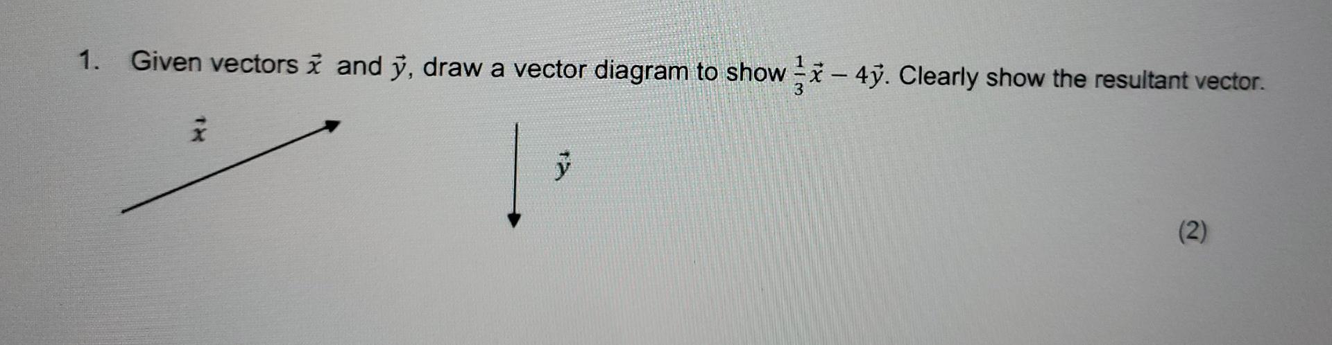 Solved 1. Given vectors x and y, draw a vector diagram to | Chegg.com