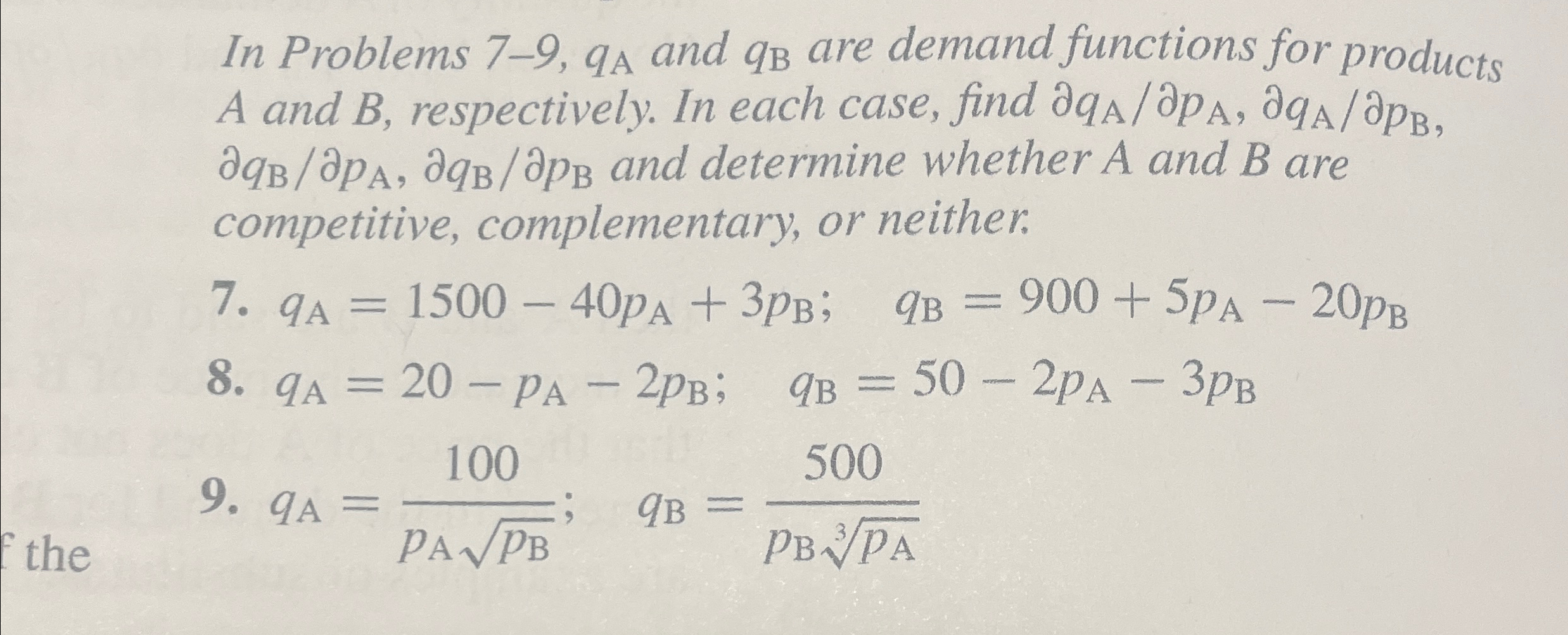 Solved qA ﻿and qB ﻿are demand functions for products A and | Chegg.com