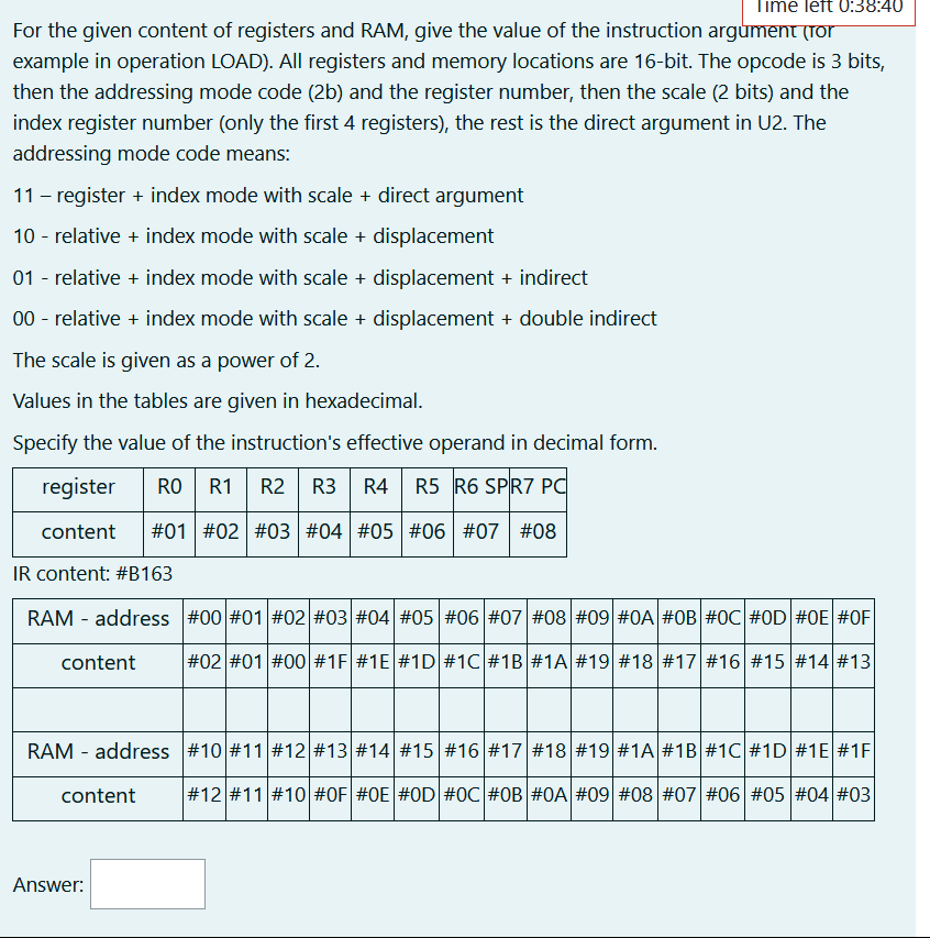 Solved For the given content of registers and RAM, give the | Chegg.com