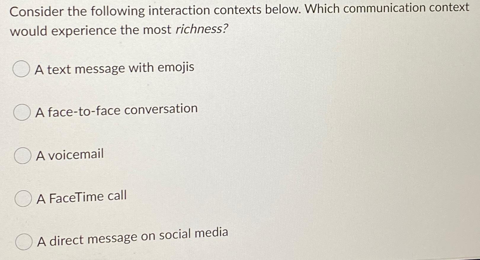 Solved Consider the following interaction contexts below. | Chegg.com