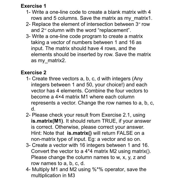 Solved Exercise 1 1 Write A One Line Code To Create A Blank
