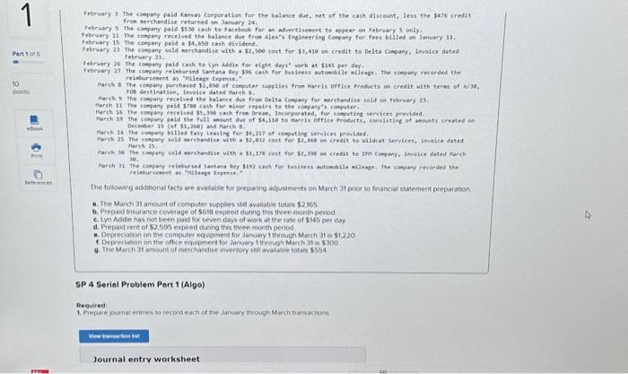 Part 1 of 6 10 points eBook Print o References | Chegg.com