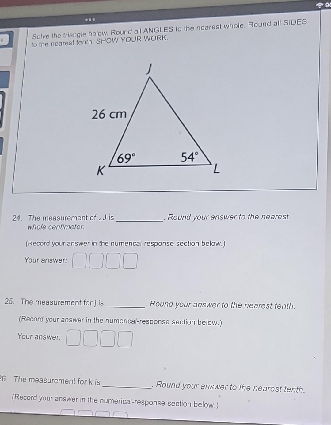 Solved Solve the triangle below. Round all ANGLES to the | Chegg.com