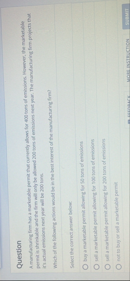 Solved QuestionA manufacturing firm has a marketable permit | Chegg.com