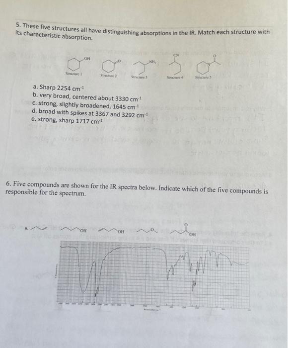 Solved 5. These five structures all have distinguishing | Chegg.com