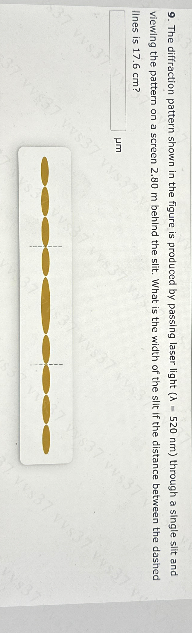 Solved The diffraction pattern shown in the figure is | Chegg.com