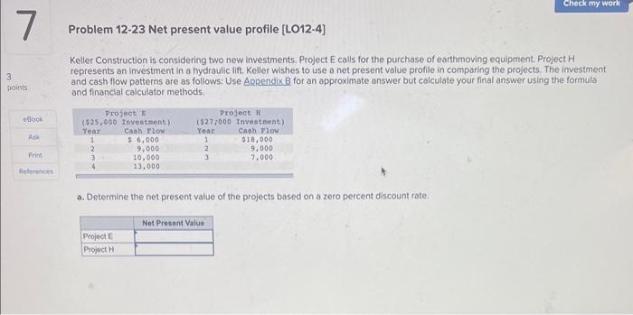 Solved Problem 12-23 Net present value profile [LO12-4] | Chegg.com