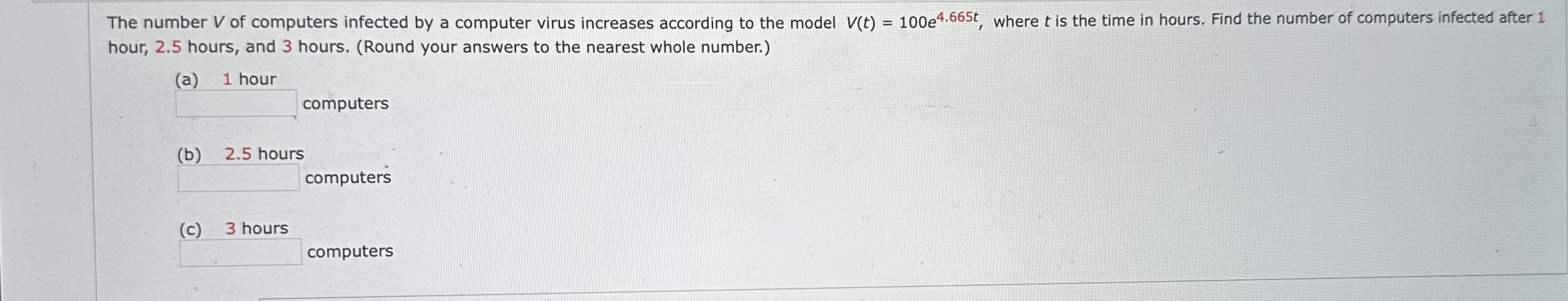 Solved hour, 2.5 ﻿hours, and 3 ﻿hours. (Round your answers | Chegg.com