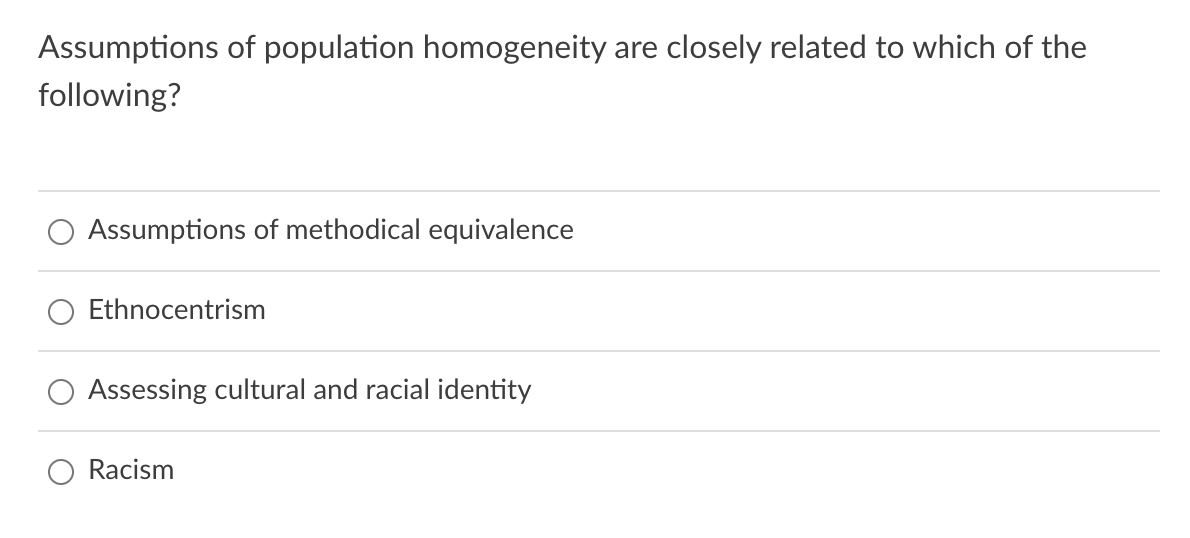 Solved Assumptions of population homogeneity are closely | Chegg.com