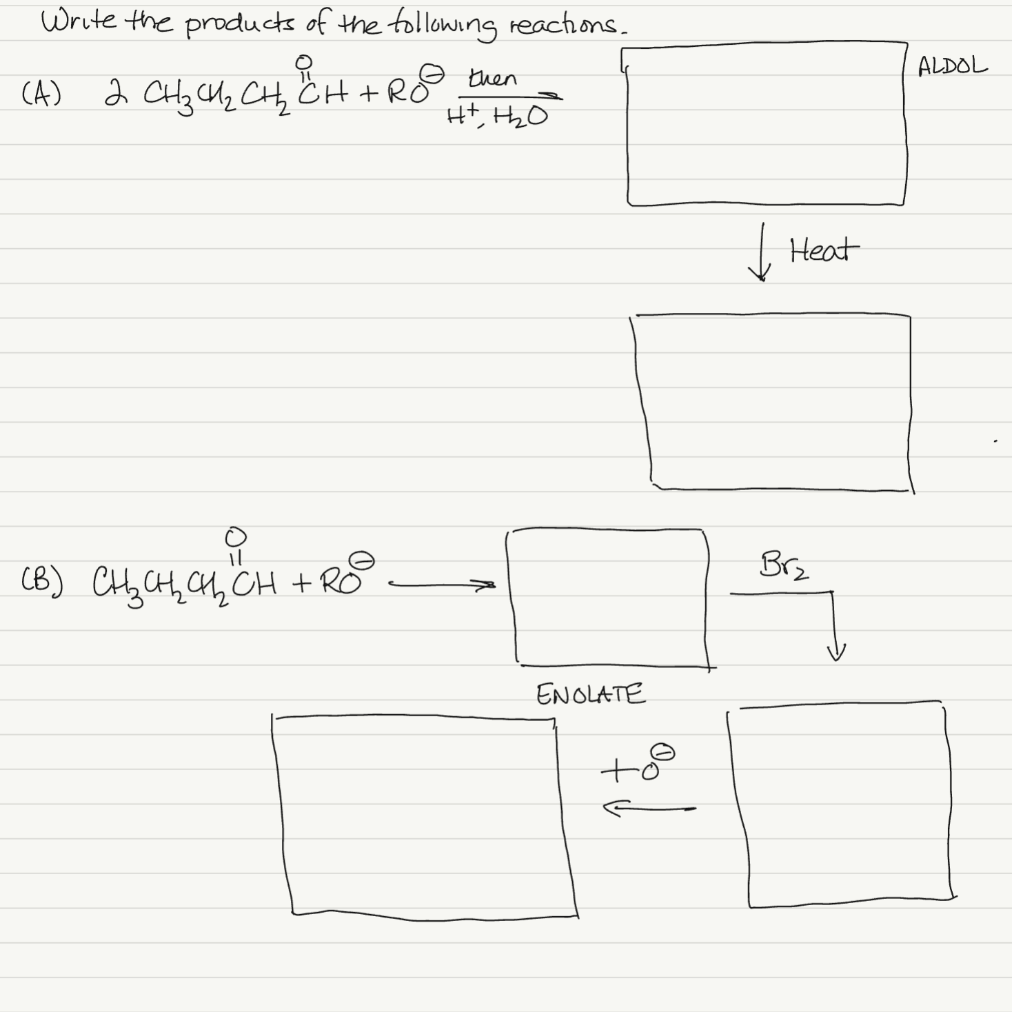 Solved Draw the products to the following reactions | Chegg.com