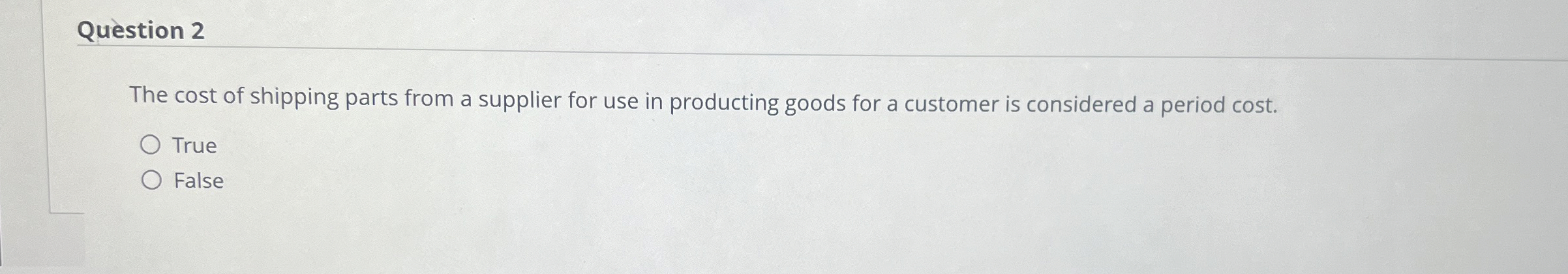 Solved Question 2The cost of shipping parts from a supplier | Chegg.com