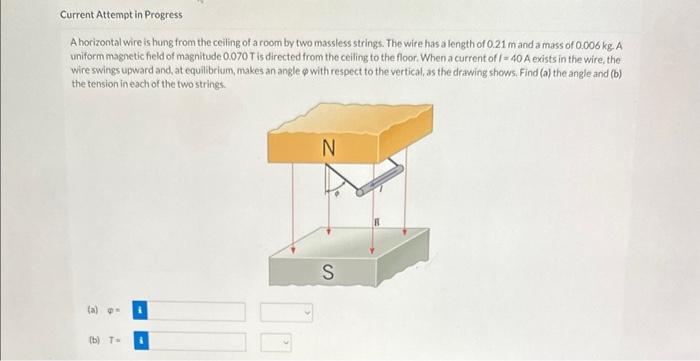 Solved A horizontal wire is hung from the ceiling of a room | Chegg.com