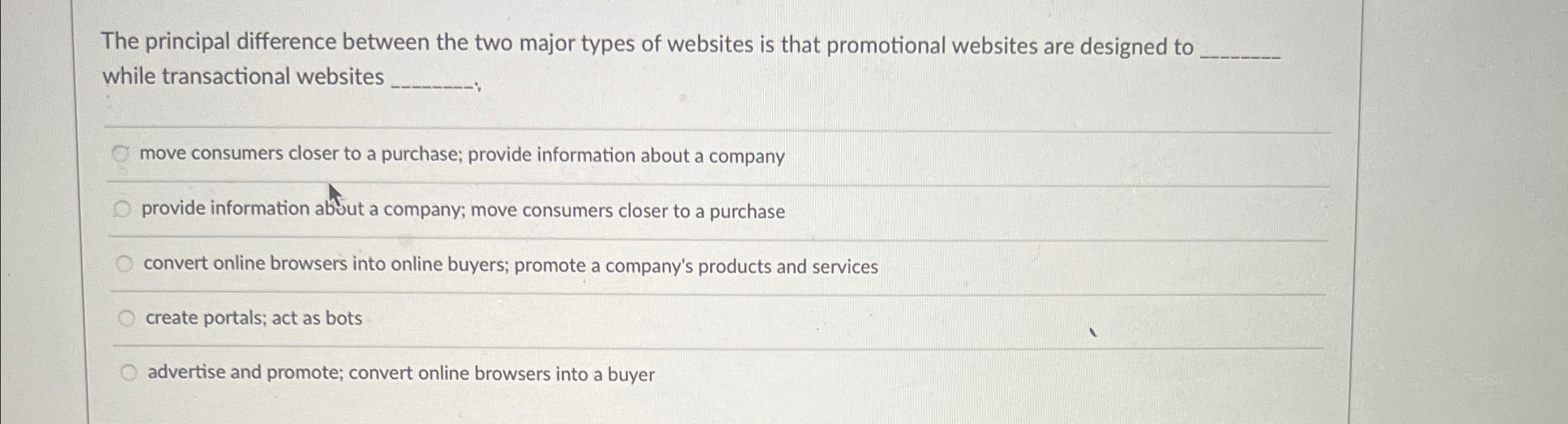 Solved The principal difference between the two major types | Chegg.com