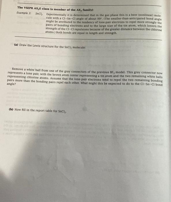 Solved The VSEPR AX2E class (a member of the AX, family) | Chegg.com