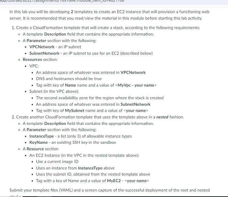 Solved in yaml please aws format | Chegg.com