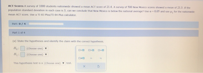 Solved ACT Scores A survey of 1000 students nationwide | Chegg.com