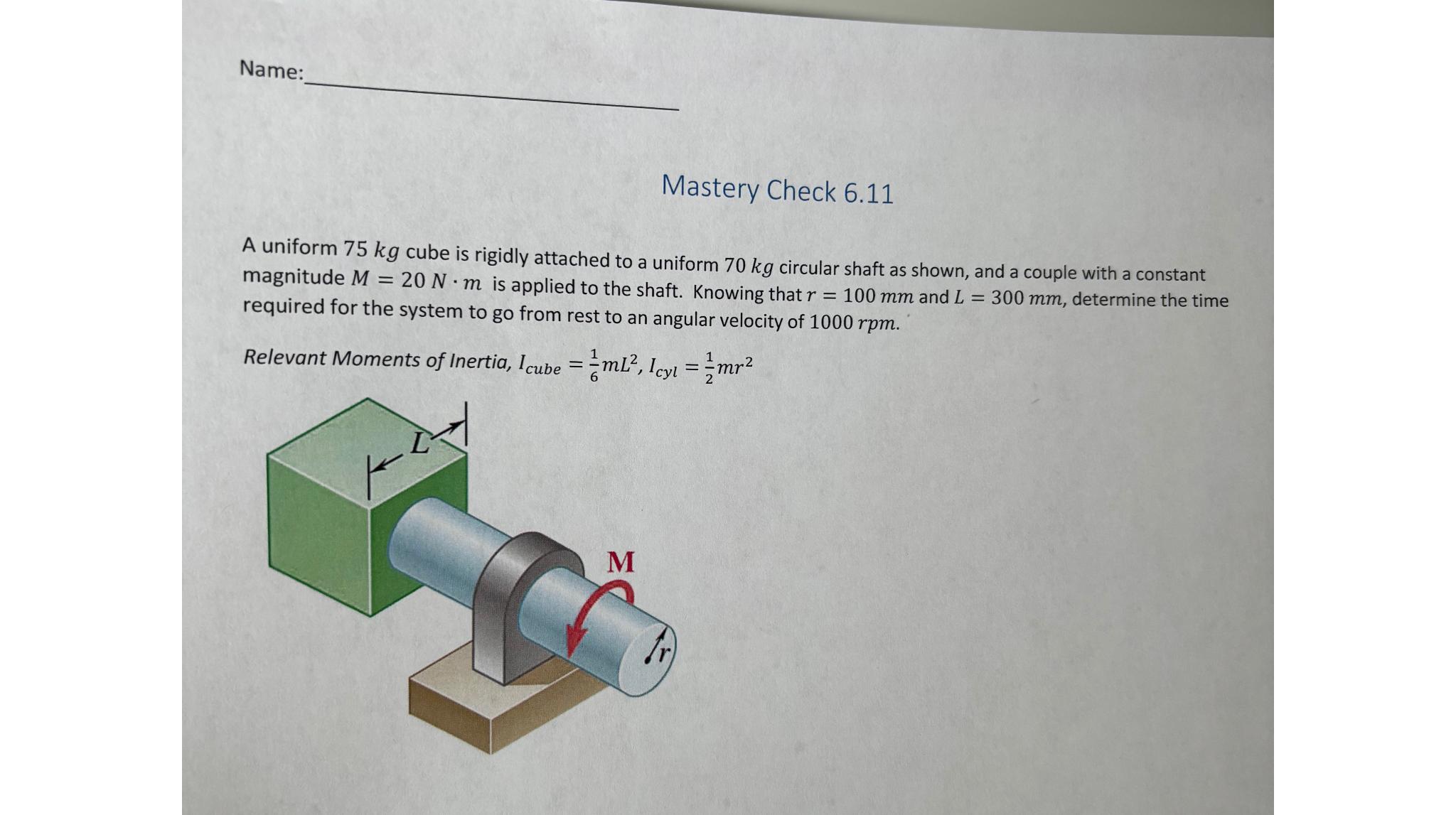 Solved NamMastery Check 6.11A uniform 75kg ﻿cube is rigidly | Chegg.com