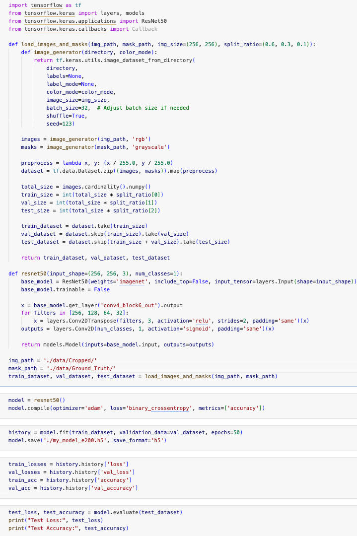 Solved 1.﻿This is a code related to the resnet 50﻿model | Chegg.com