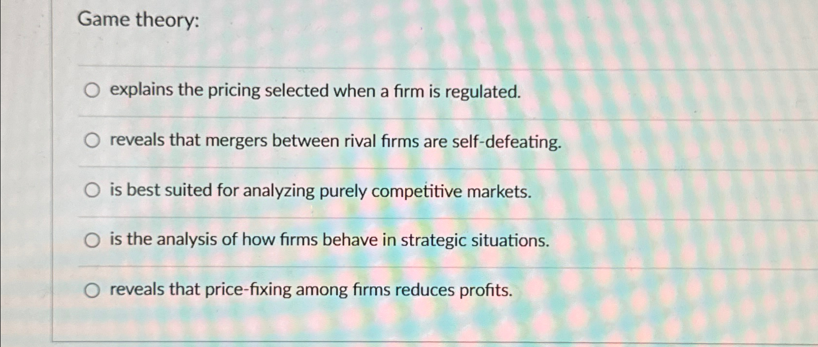 Solved Game theory:explains the pricing selected when a firm | Chegg.com