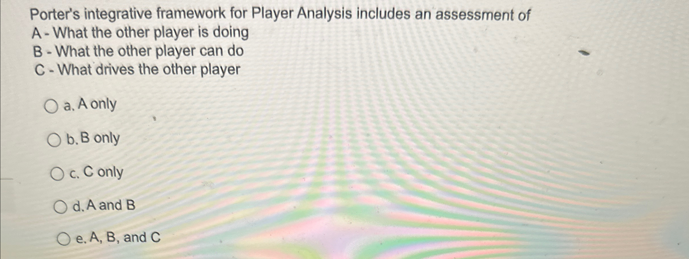 Solved Porter's integrative framework for Player Analysis | Chegg.com
