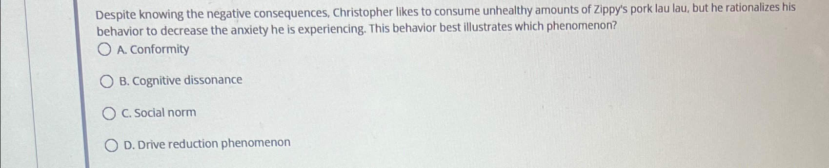 Solved Despite knowing the negative consequences, | Chegg.com
