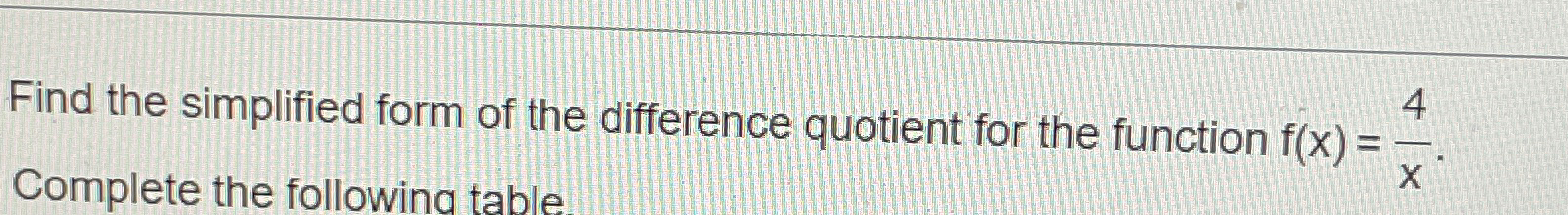 Solved Find the simplified form of the difference quotient | Chegg.com