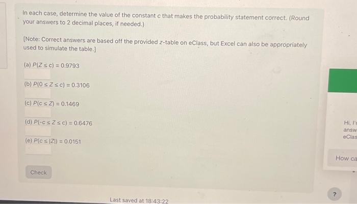 Solved In each case, determine the value of the constant c | Chegg.com