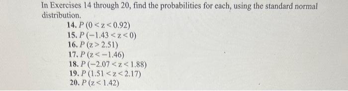 Solved In Exercises 14 through 20, find the probabilities | Chegg.com