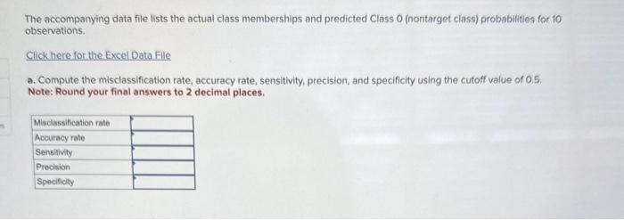 Solved The accompanying data file lists the actual class | Chegg.com