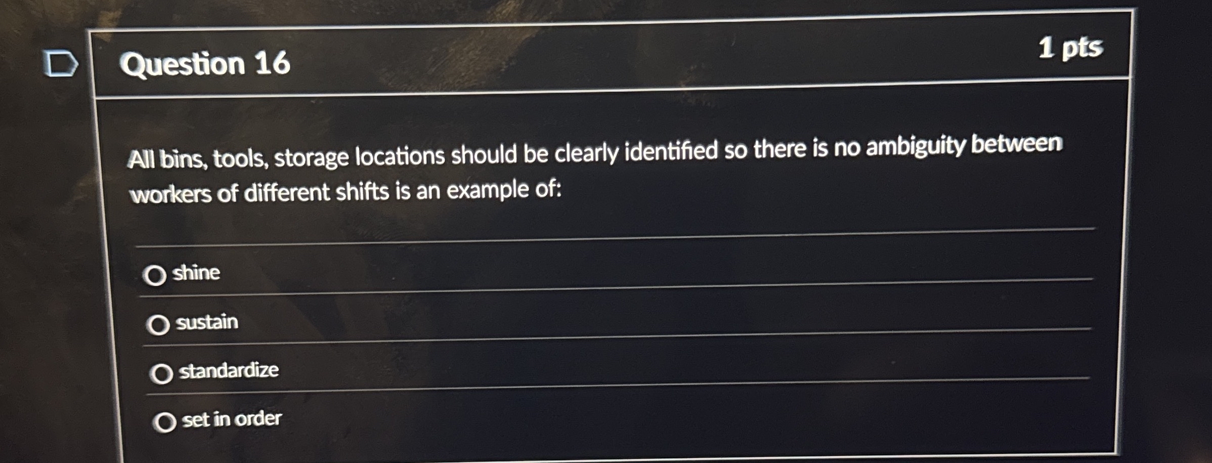 Solved Question 161 ﻿ptsAll bins, tools, storage locations | Chegg.com