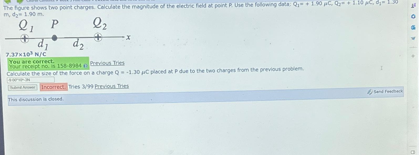 Solved The figure shows two point charges. Calculate the | Chegg.com