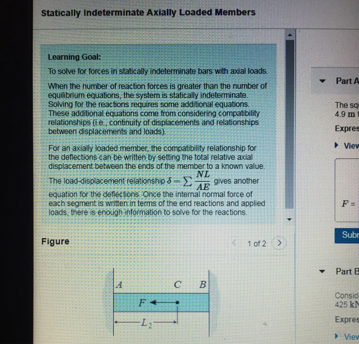 Solved Statically Indeterminate Axially Loaded Members Part | Chegg.com