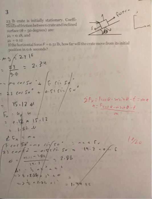 Solved 23 lb crate is initially stationary. Coeffi- cients | Chegg.com