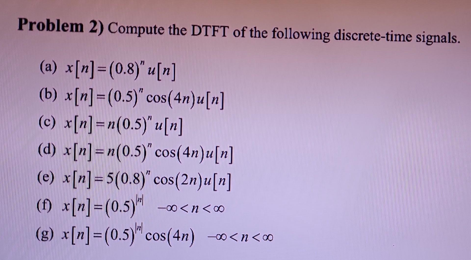 Solved How do I find the Discrete Time Fourier Transform? I | Chegg.com
