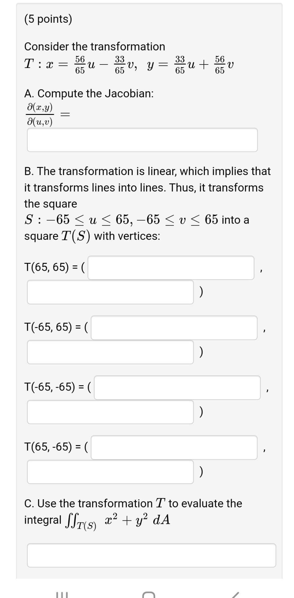 Solved Consider the transformation | Chegg.com