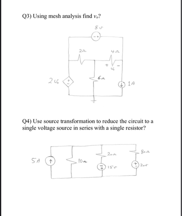 Solved Q3) Using mesh analysis find ve? su 21 42 th + br 2u | Chegg.com