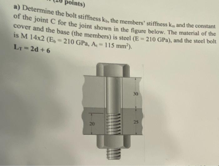 Solved points) a) Determine the bolt stiffness ko, the | Chegg.com
