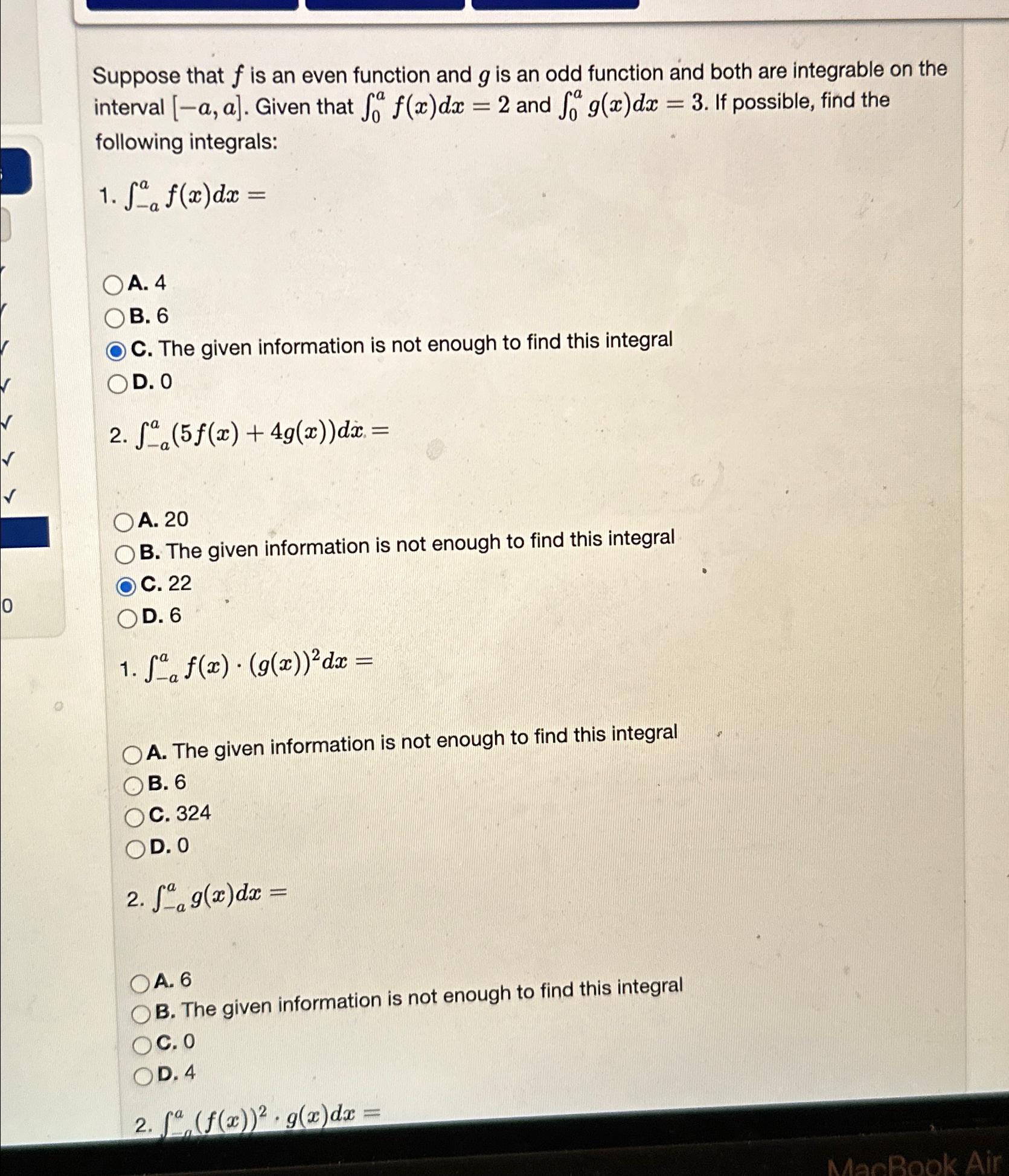 Solved Suppose that f ﻿is an even function and g ﻿is an odd | Chegg.com