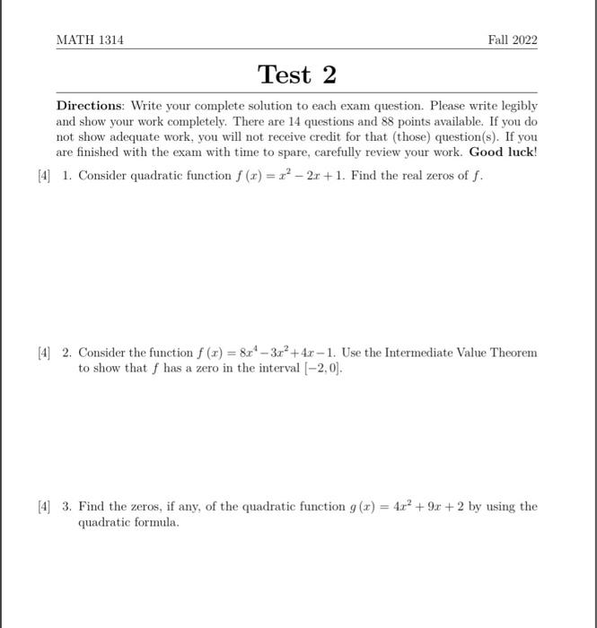 Solved Directions: Write your complete solution to each exam | Chegg.com