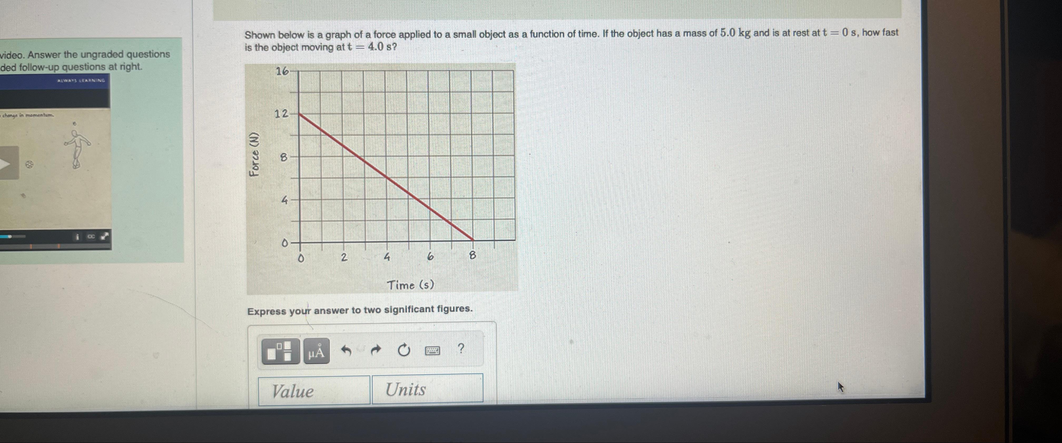 Solved Shown below is a graph of a force applied to a small | Chegg.com