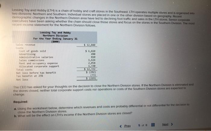 Solved Lessing Toy and Hobby (LTH) is a chain of hobby and | Chegg.com