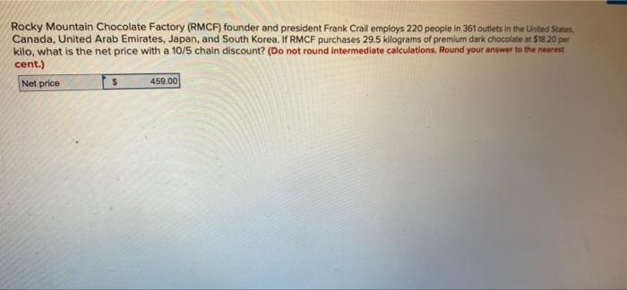 Solved Rocky Mountain Chocolate Factory (RMCF) founder and | Chegg.com