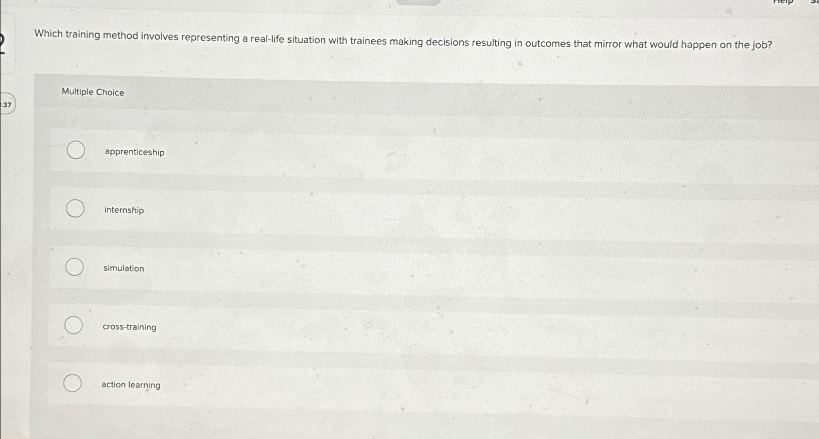 Solved Which training method involves representing a | Chegg.com