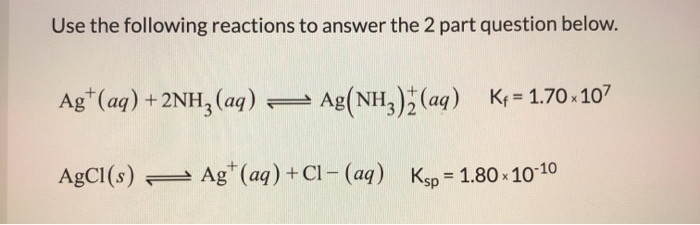 Solved Use the following reactions to answer the 2 part | Chegg.com