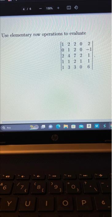 Solved Use elementary row operations to evaluate | Chegg.com