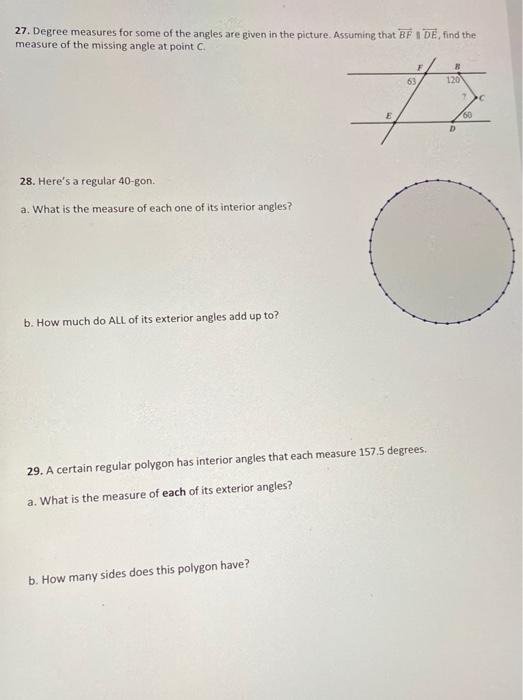 Solved 27. Degree measures for some of the angles are given | Chegg.com